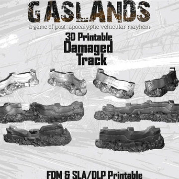 3D Printable GASLANDS DAMAGED TRACK by Hayland Terrain