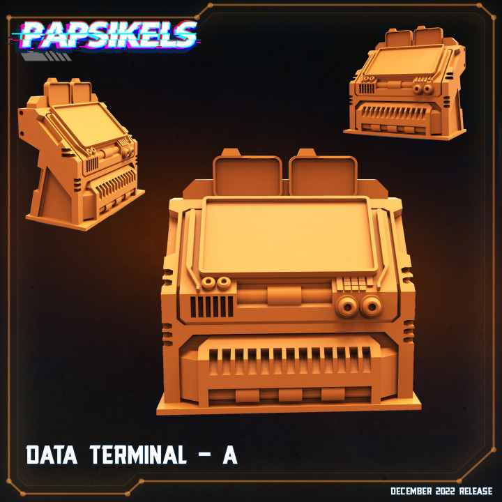 3D Printable DATA TERMINAL SET 1 by PAPSIKELS MINIATURES