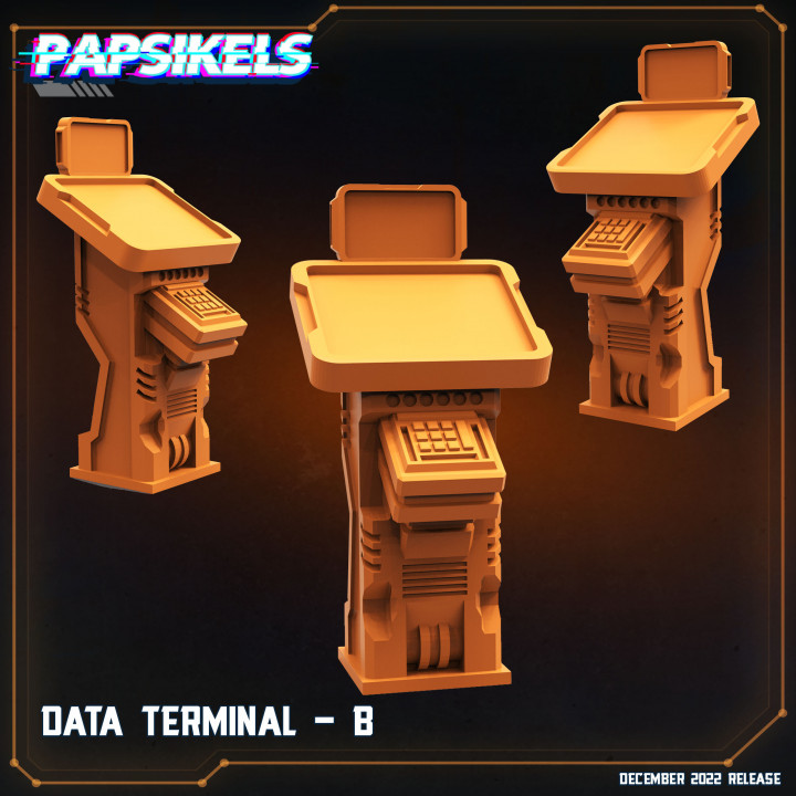 3D Printable DATA TERMINAL SET 1 by PAPSIKELS MINIATURES