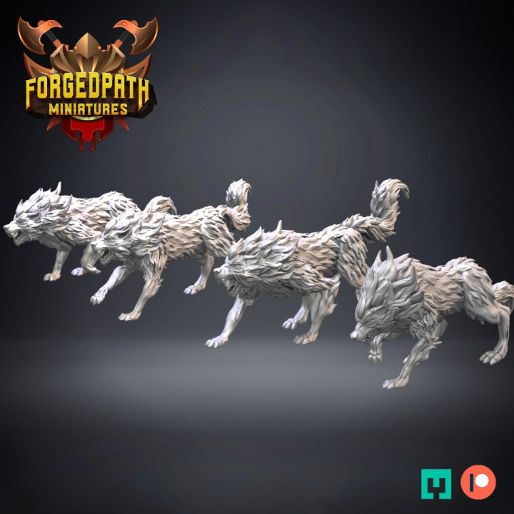 3D Printable Dire Wolves by Forged Path Miniatures