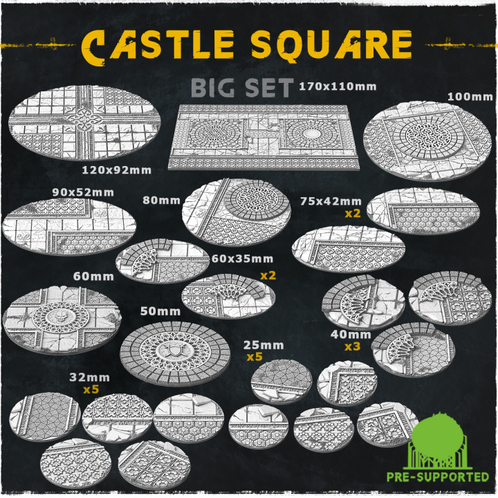 3D Printable Castle Square (Big Set) - Wargame Bases & Toppers 2.0 by ...