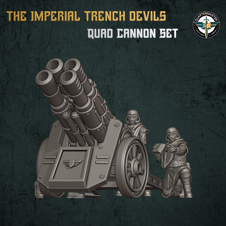 3D Printable Trench Devil Quad Cannon Set by Quartermaster3D