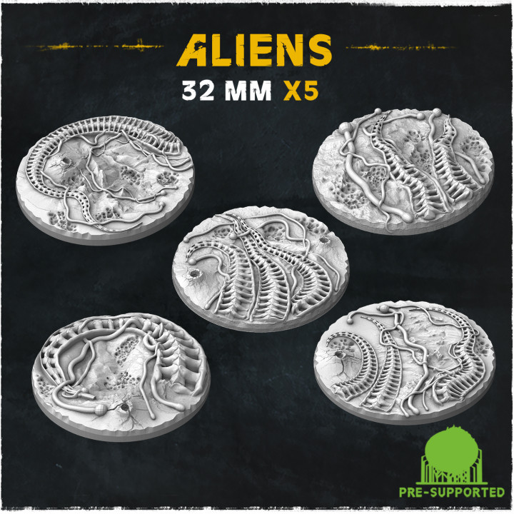3D Printable Aliens (Big Set) - Wargame Bases & Toppers 2.0 by Zabavka ...