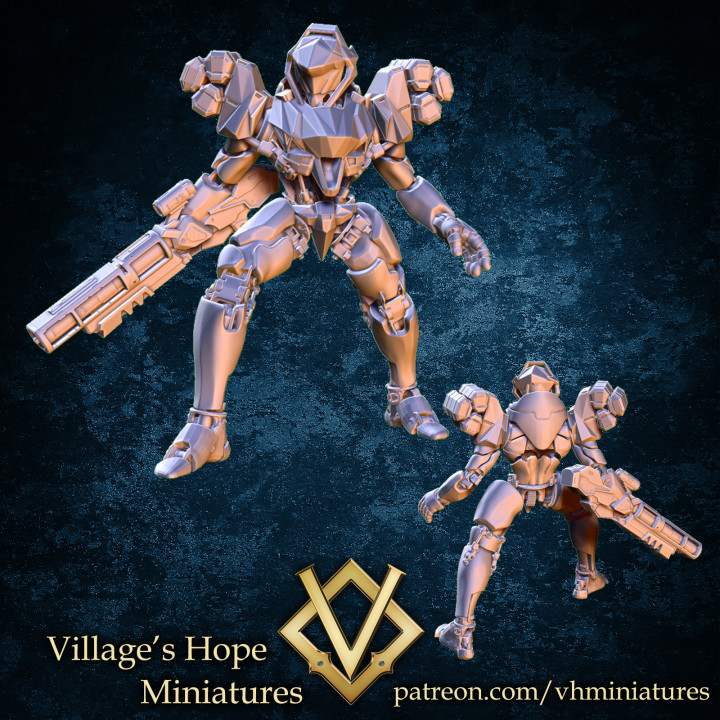 3D Printable cyborg solider by Village's Hope Miniatures