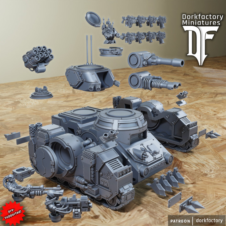 3D Printable Dread Pattern Tank Builder by Dorkfactory Miniatures