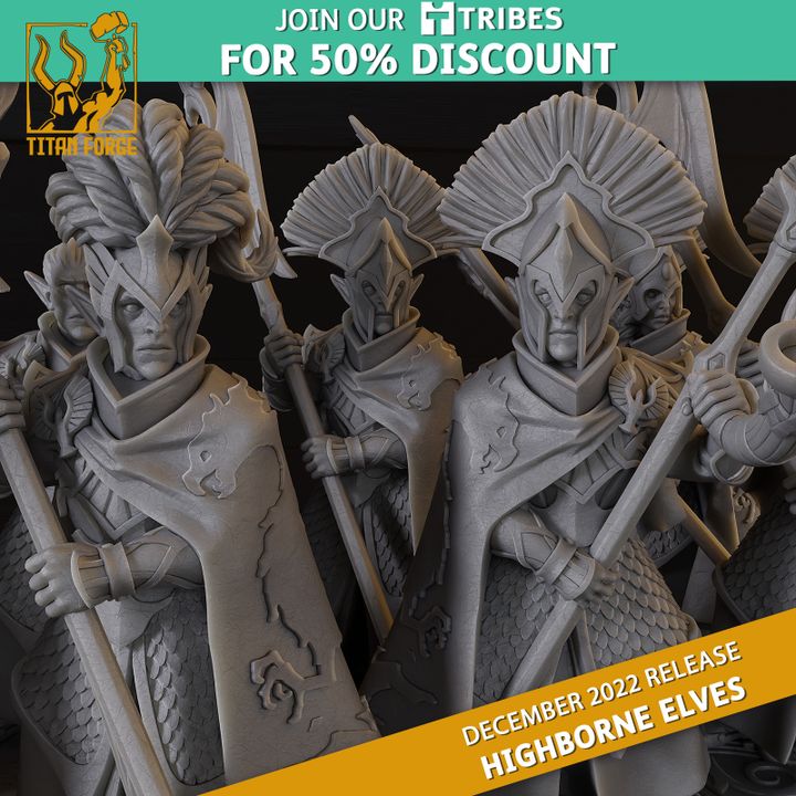 3D Printable Royal Guards - Highborne Elves - Titan Forge Miniatures ...