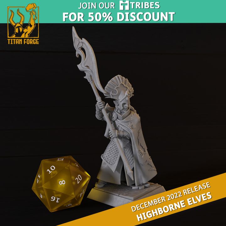 3D Printable Royal Guards - Highborne Elves - Titan Forge Miniatures ...