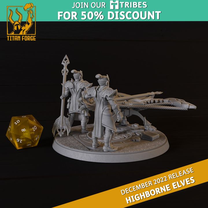 3D Printable Highborne Elves Phoenix Balista by Titan Forge Miniatures