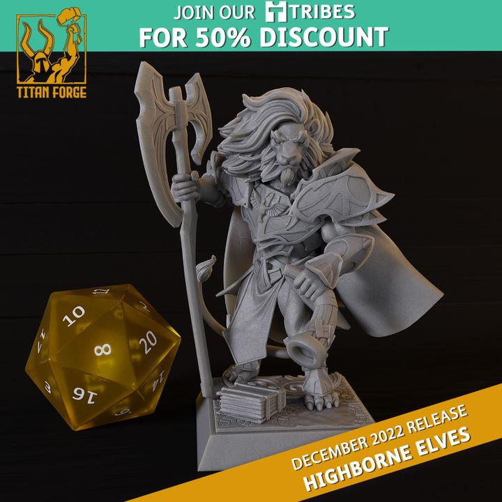 3D Printable Lionhearts - Highborne Elves - Titan Forge Miniatures ...