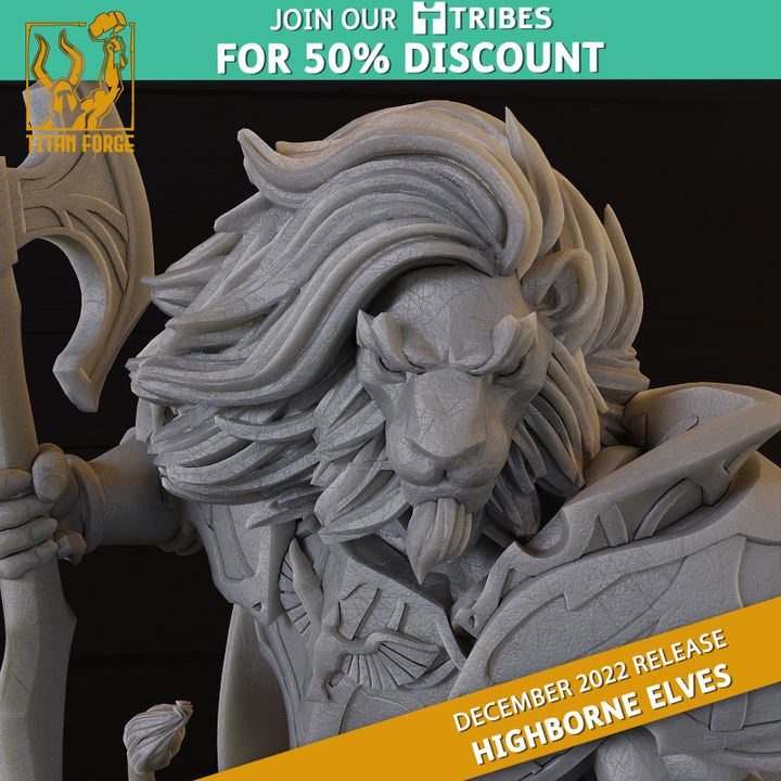 3D Printable Lionhearts - Highborne Elves - Titan Forge Miniatures ...