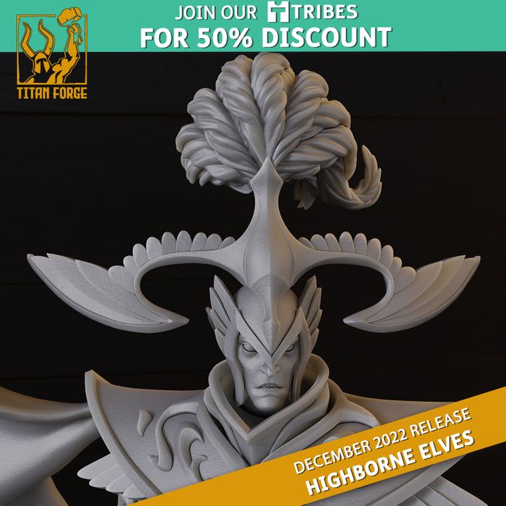 3D Printable Highborne Elves Loremaster by Titan Forge Miniatures