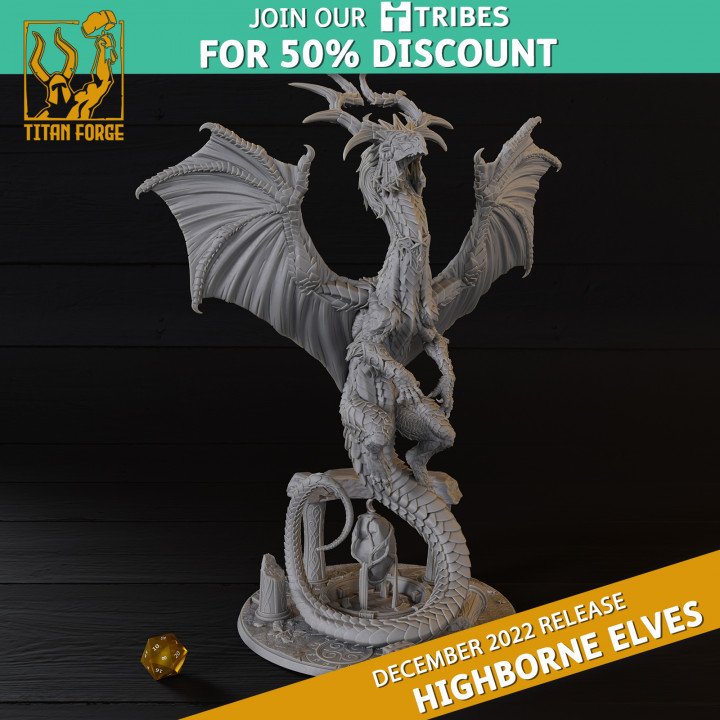 3D Printable Highborne Elves Star Dragon by Titan Forge Miniatures