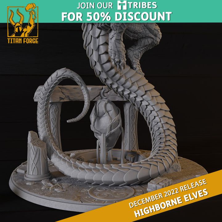 3D Printable Highborne Elves Star Dragon by Titan Forge Miniatures