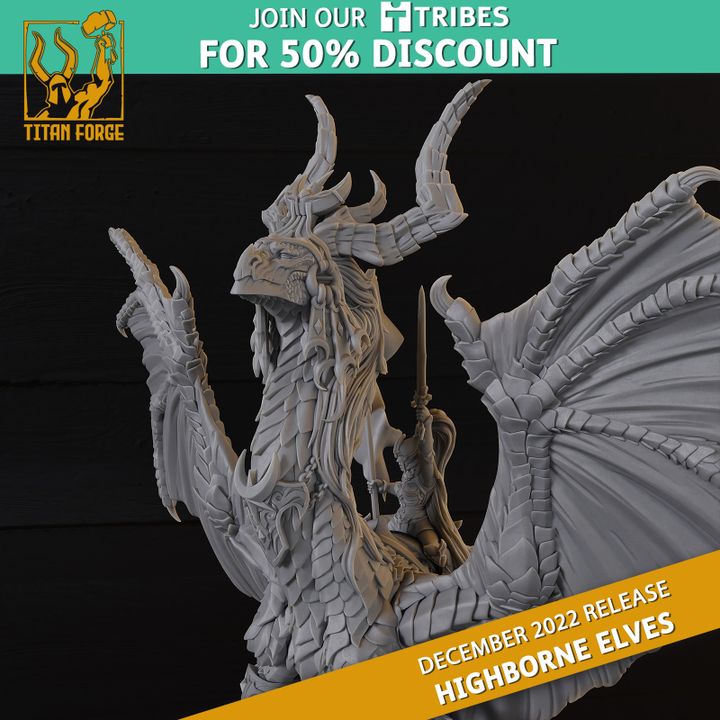 3D Printable Highborne Elves Star Dragon by Titan Forge Miniatures