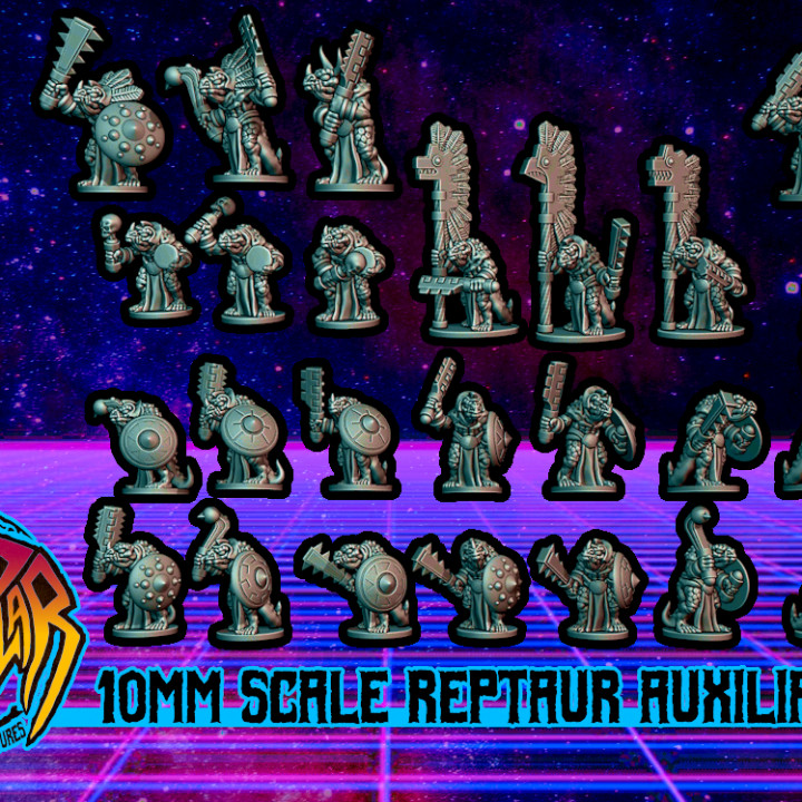 3D Printable Reptaur Auxiliary infantry (10mm scale) by Red Nebular