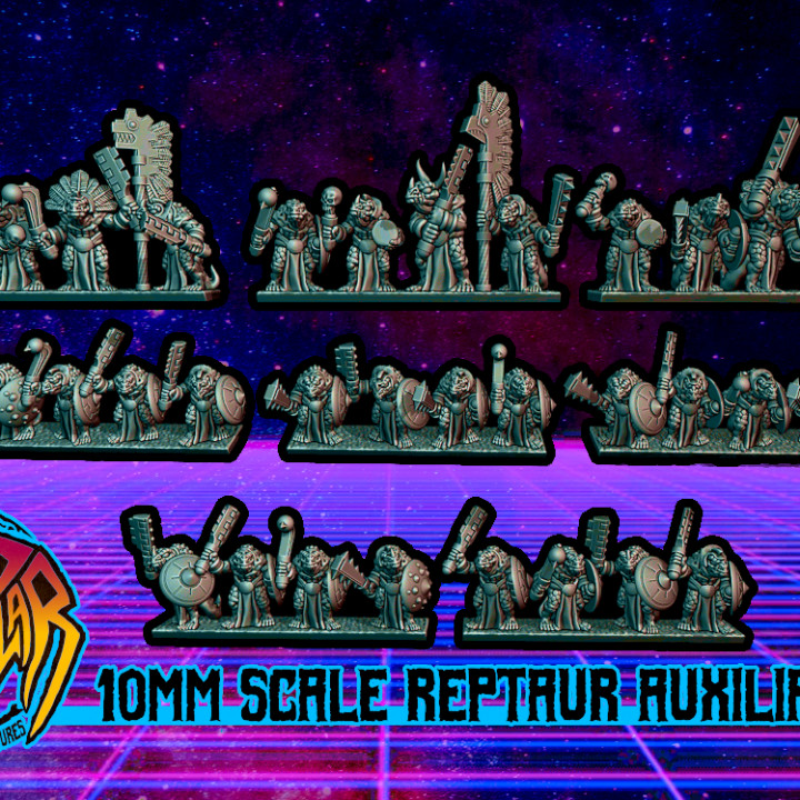 3D Printable Reptaur Auxiliary infantry (10mm scale) by Red Nebular