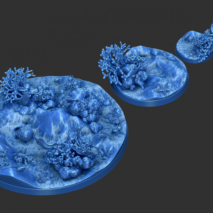 3D Printable FREE PACK - 4 SEABED MINIATURE BASES 25, 50, 100 mm 3D ...