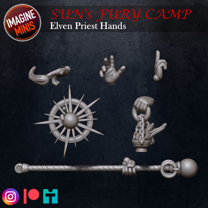 3D Printable Sun's Fury Camp - Elven Priest B by Imagine Minis