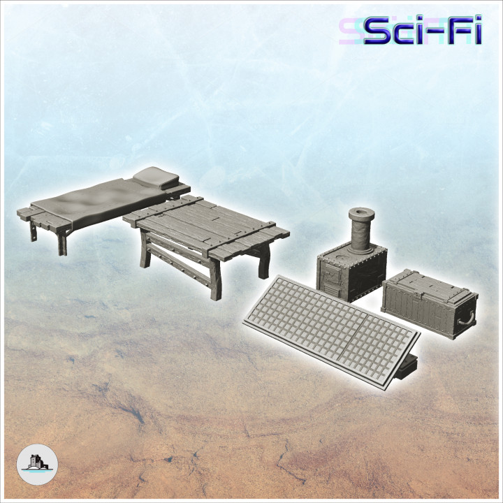 3D Printable Set of post-apocalyptic metal furnitures (2) - Future Sci ...