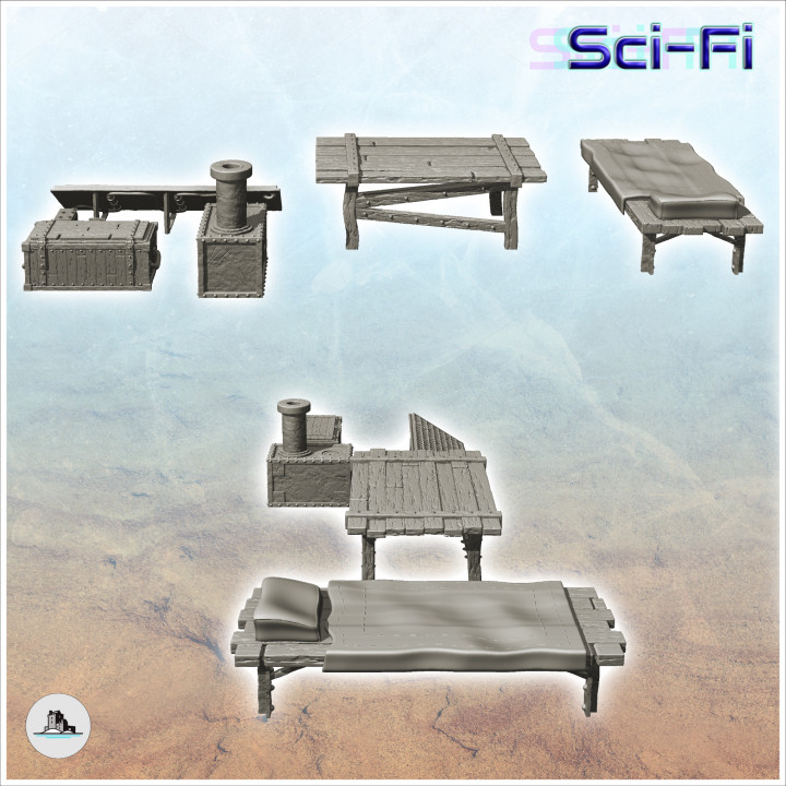 3D Printable Set of post-apocalyptic metal furnitures (2) - Future Sci ...