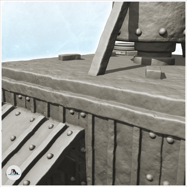 3D Printable Steel survival base with large overhanging chimney (1 ...