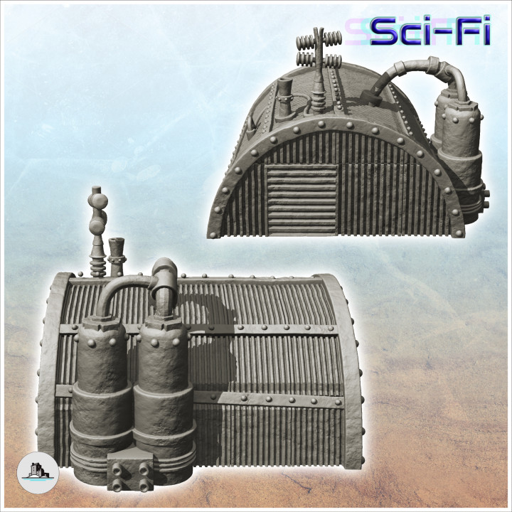 3D Printable Storage hut with product tanks and magnetic antennas (2 ...