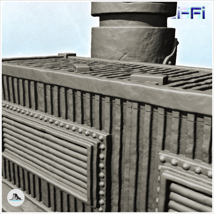 3D Printable Container-based workshop with large central chimney (6 ...