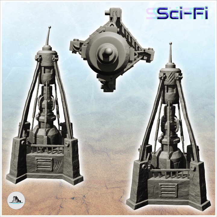 3D Printable Relay station on platform with broadband antenna (11 ...