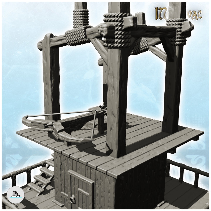 3D Printable Fortified outpost with two wooden towers and footbridge (2 ...