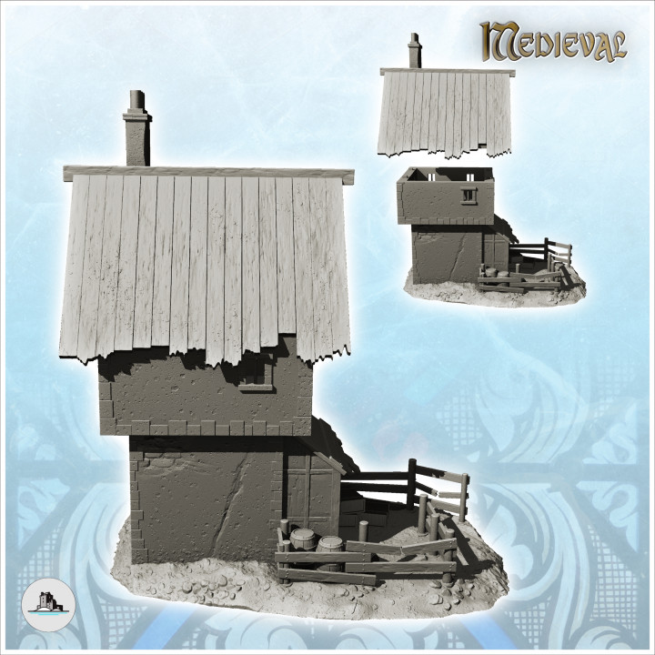 3D Printable Stone house with chimney and wooden enclosure (3) - DnD ...