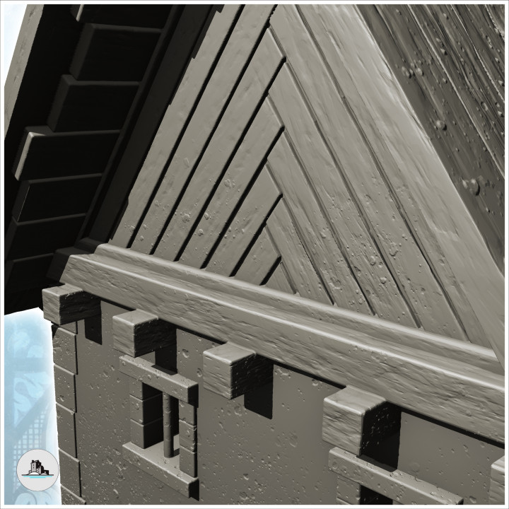 3D Printable Stone house with chimney and wooden enclosure (3) - DnD ...