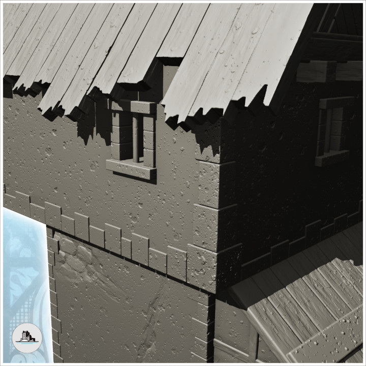 3D Printable Stone house with chimney and wooden enclosure (3) - DnD ...