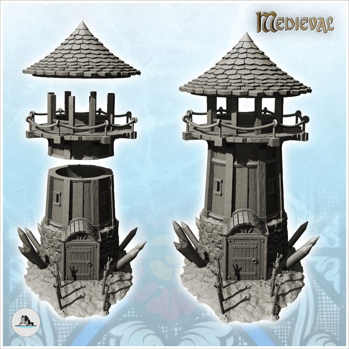 3D Printable Watchtower with walkway and access door (5) - DnD ...