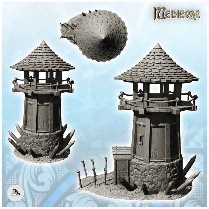 3D Printable Watchtower with walkway and access door (5) - DnD ...