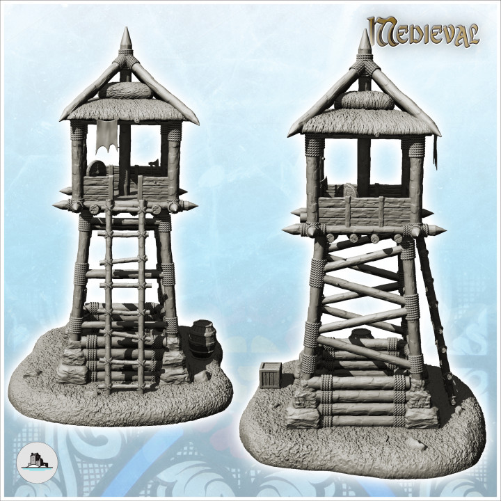 3D Printable Log outpost with thatched roof (7) - DnD Wargaming ...