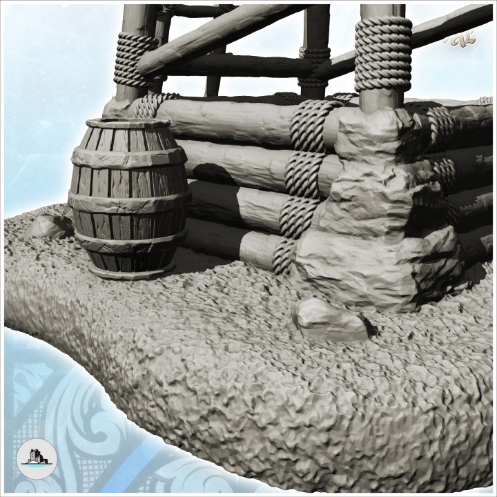 3D Printable Log outpost with thatched roof (7) - DnD Wargaming ...