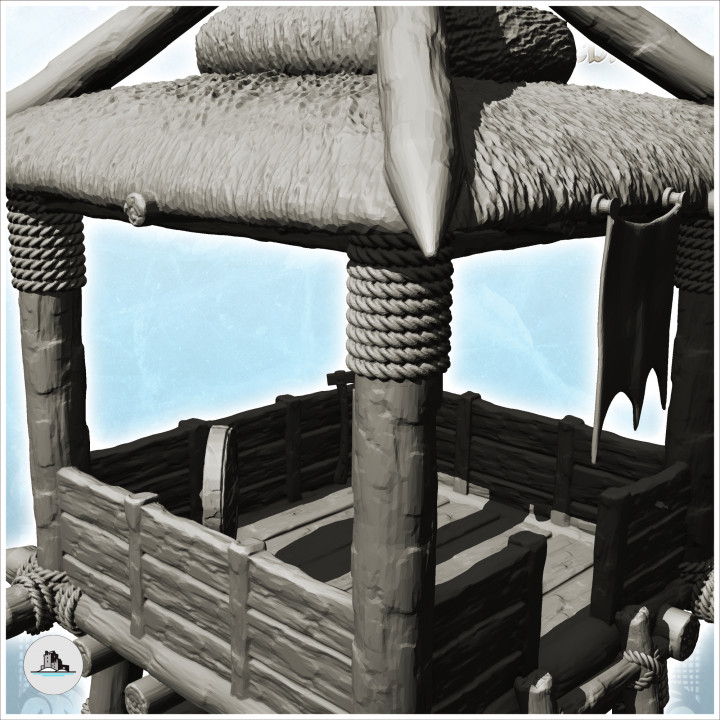 3D Printable Log outpost with thatched roof (7) - DnD Wargaming ...