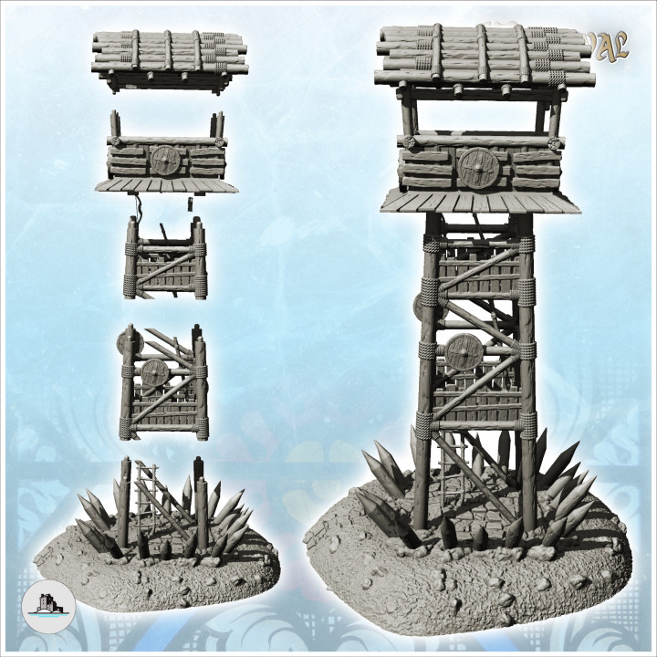 3D Printable Log guard tower with wooden roof (13) - DnD Wargaming ...