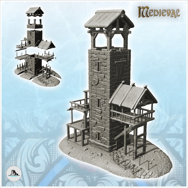 3D Printable Square stone tower with wooden roof and floors (14) - DnD ...