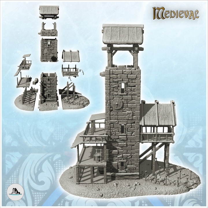 3D Printable Square stone tower with wooden roof and floors (14) - DnD ...