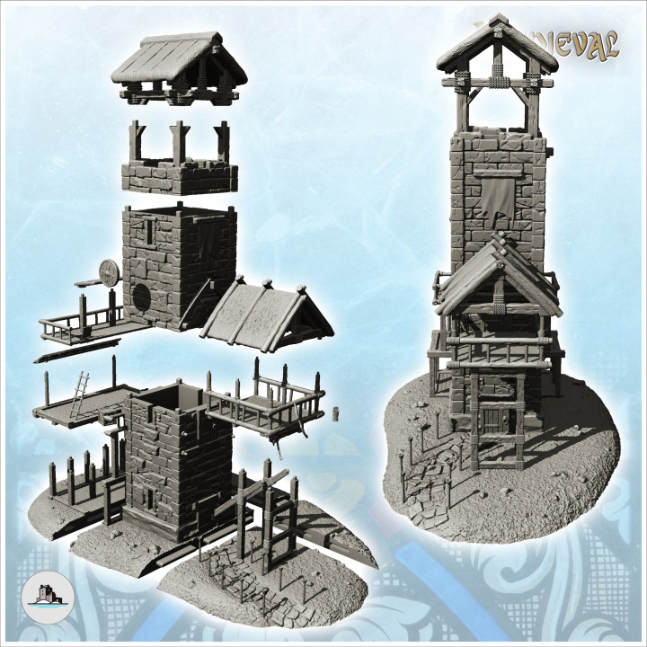 3D Printable Square stone tower with wooden roof and floors (14) - DnD ...