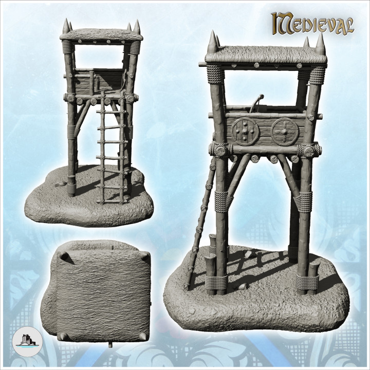 3D Printable Outpost on wooden logs (1) - DnD Wargaming Medieval War of ...