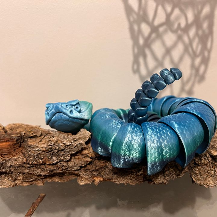 3D Print of Rattlesnake, Print-In-Place Body, Snap-Fit Head, Cute Flexi ...