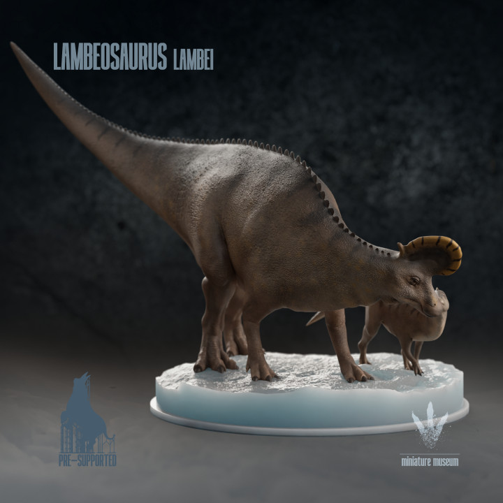3D Printable Lambeosaurus lambei : Family by Miniature Museum