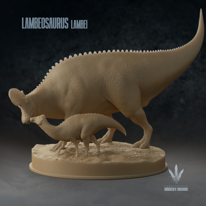 3D Printable Lambeosaurus lambei : Family by Miniature Museum