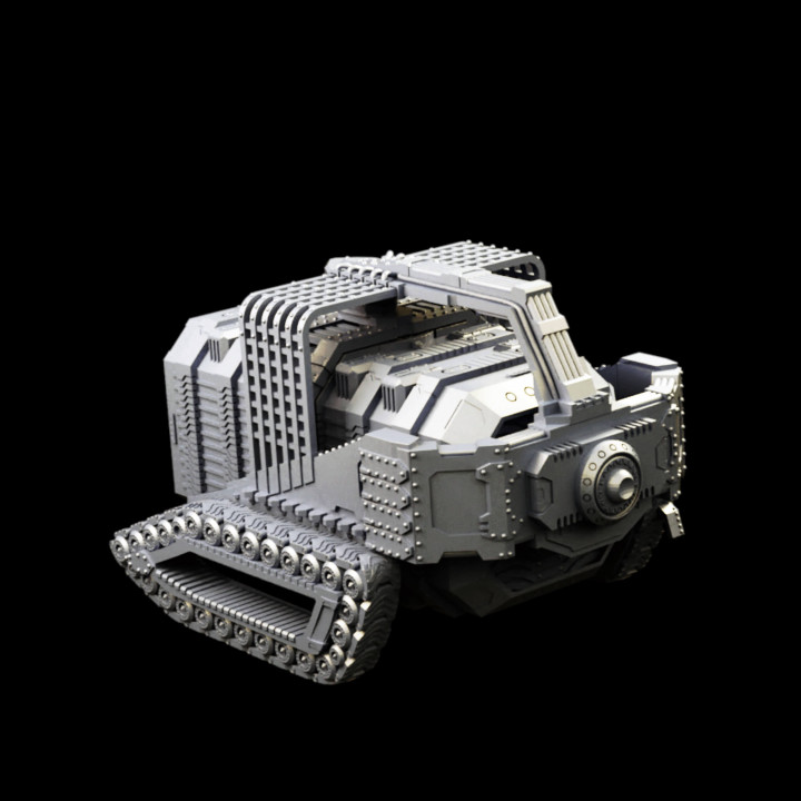 3D Printable Armored Cargo Crates and Hauler Tabletop Terrain by Lex Addams