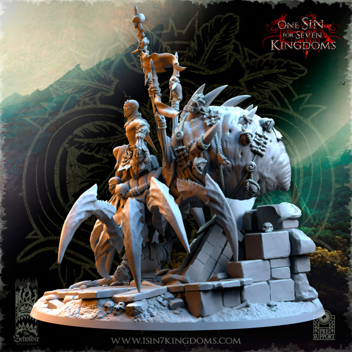 3D Printable Salanaar Shaman Spider Rider by The Beholder Miniatures