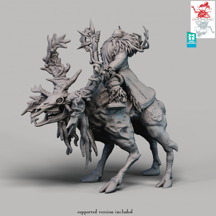 3D Printable Evil Santa riding Undead Elk by 2moronic miniatures