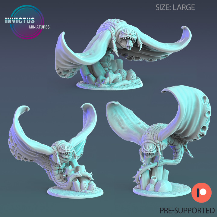 3D Printable Alien Stingray Set / Space Moth / Caterpillar Larva ...