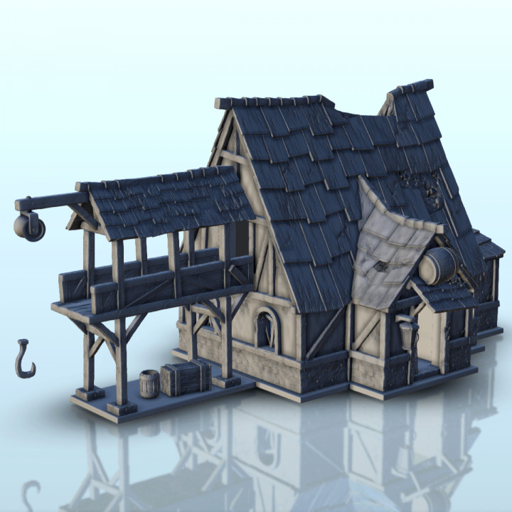 3D Printable Medieval storage warehouse with pulley extension for ...
